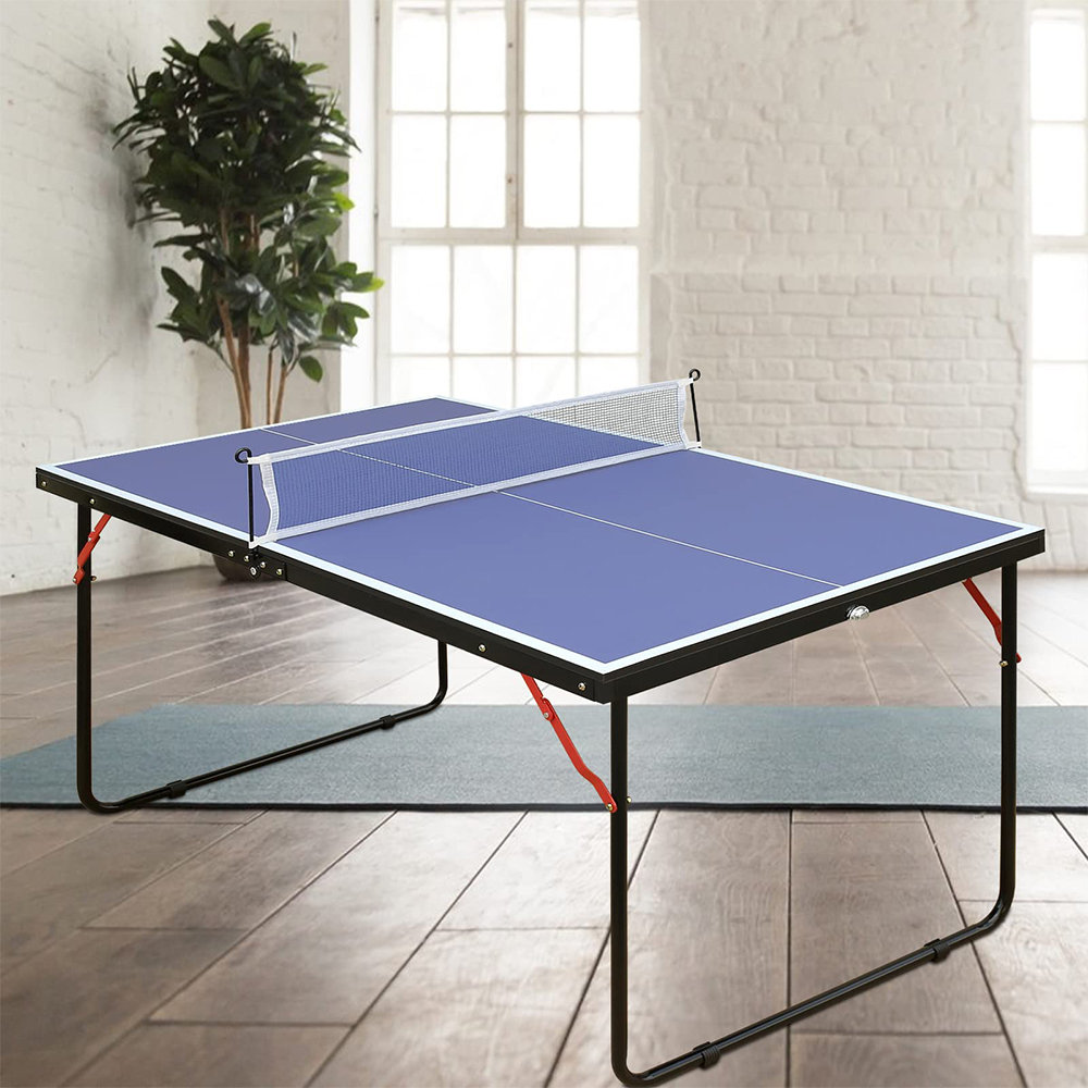 iYofe Sports Table Tennis Table Foldable Portable Ping Pong Table Set with Net 2 Ping Pong Paddles